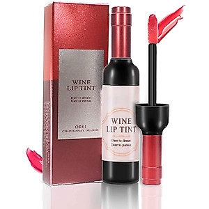ELAIMEI Wine Lip Tint Set, 6 Colors Wine Bottle Lipstick, Stain Long Lasting Waterproof Non-Stick Liquid Wine Lip Gloss Set, Wine Lipstick Matte Make Up Gifts for Girls & Women