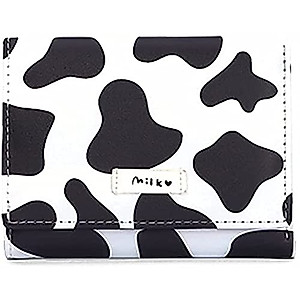 VALICLUD Cute Cow Pattern PU Wallet Women Bifold Card Holder Purse Fashion Cow Print Money Organizer Girls Ladies