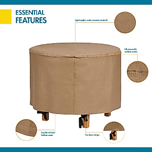 Duck Covers Essential Water-Resistant 31 Inch Round Ottoman/Side Table Cover, Outdoor Ottoman Cover