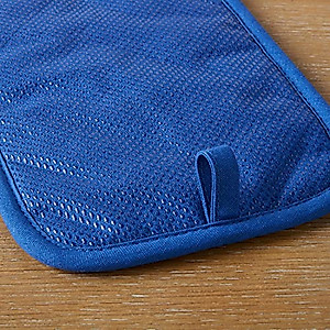 Martha Stewart Amber Floral Oven Mitt & Pot Holder Set 2-Pack, Blue/Green, OM: 7"x13" & PH: 7"x10"