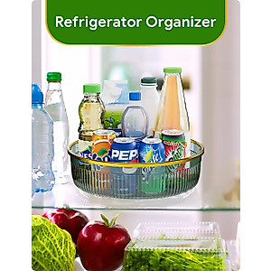 11.8 Inch Lazy Susan Organizer for Cabinet with 7 Removable Bins, 360° Turnable Clear Spice Rack Organizer for Cabinet, Decorative Trays for Pantry, Cupboard, Makeup, Kitchen, Bathroom - Dark Green