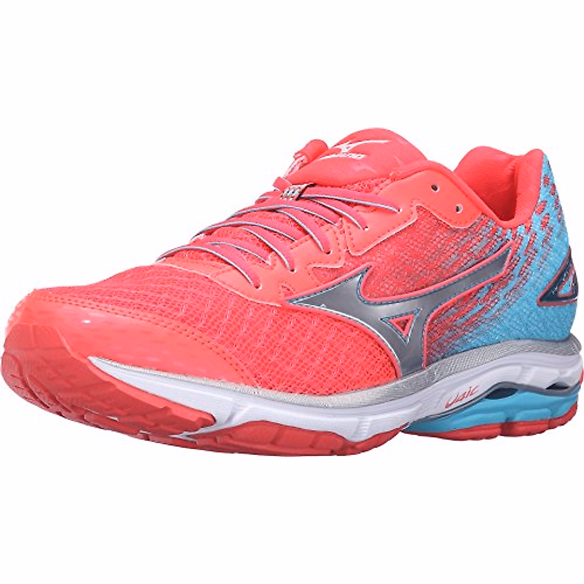 Mizuno Women's Wave Rider 19 Running Shoe, Diva Pink/Capri/Silver, 9 B US