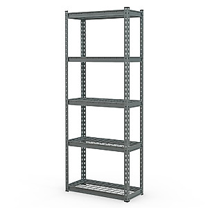 Tangkula 5-Tier Garage Storage Shelves, Heavy Duty Metal Storage Shelving Unit, Adjustable Utility Storage Rack Organizer for Warehouse Kitchen Pantry Basement, 27.5" L x 12" W x 66" H (1, Gray)