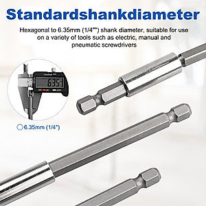 Rocaris 3 Pack Strong Magnetic Drill Bit Extension Holder, 1/4" Hex Shank, S2 Steel Magnetic Screwdriver Extension for Impact Driver, 2 inch, 4 inch, 6 inch