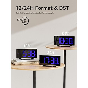 Loud Digital Alarm Clock for Bedroom,Bedside Dual Alarm Clock for Heavy Sleepers Adult Teen with USB Charger,Desk Clock with 8.7"Large LED Display,Battery Backup,7-Level Brightness&Volume,Snooze,DST