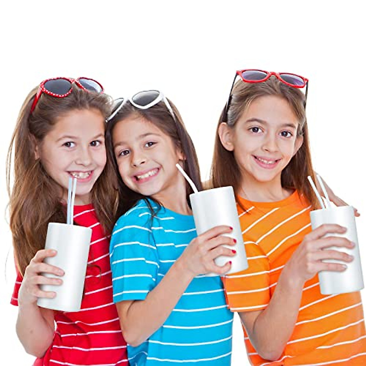 Vesici Sublimation Blanks Sippy Cups, 12 oz Sublimation Straight Sippy Tumblers, Toddler Insulated Stainless Steel Travel Mug Water Bottle with Handles for Kids and Children(6 Pieces)