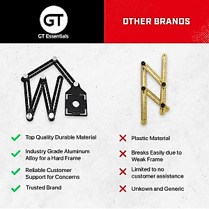 GT ESSENTIALS 2-Pack Multi Angle Measuring Ruler & Drill Hole Locator | Two 6-Sided Combinable to 12-Sided Tool with Adjustable Tile Punch Locators for Precision Woodworking, Tilework, & Construction