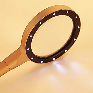 Weiping - Handheld Magnifying Glass, Can Magnify 10 20 Times Old Reading and Repair, HD HD Magnifying glasss12 LED Light Children's Mirror Bimetallic Frame Handle Magnification