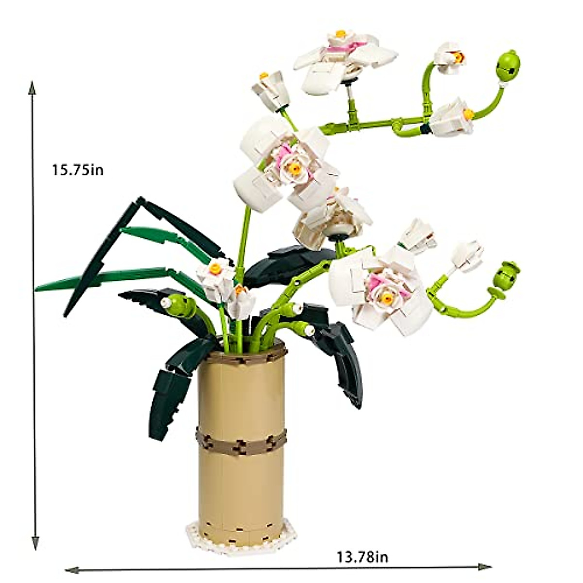 588 Pieces Flower Bouquet Building Kit Orchid Bonsai Building Blocks Set for Adults,Valentine's Day Birthday for Her,Artificial Flowers DIY Home Office Decor