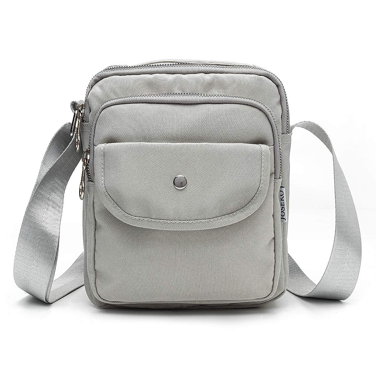 JOSEKO Crossbody Bag for Women, Mini Nylon Crossbody Travel Messenger Organizer Purse handbag Lightweight Pocket Bag Grey medium