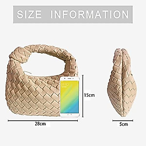 BOYIDAI Woven Bag Women Leather Tote Bag Lady Crossbody Hobo PU Handbag (Color : Khaki)