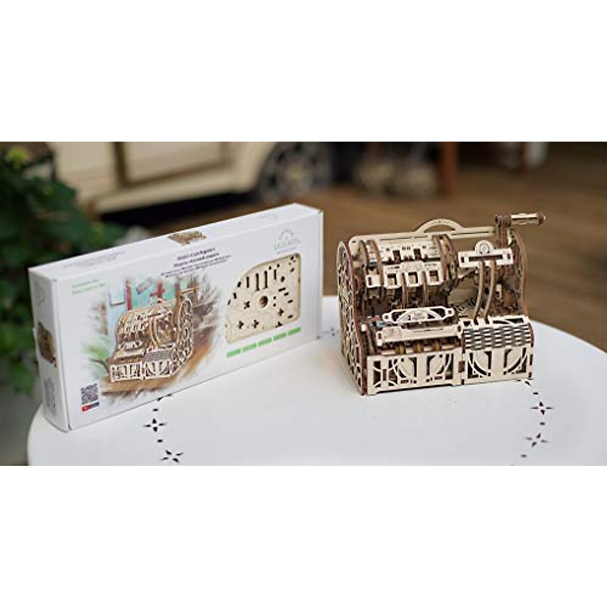UGEARS 3D Puzzles Wooden Box - DIY Cash Register with Money Box - Exclusive Wooden Model Kits for Adults to Build - Vintage Wooden Mechanical Models - Self Assembly Woodcraft Construction Kits