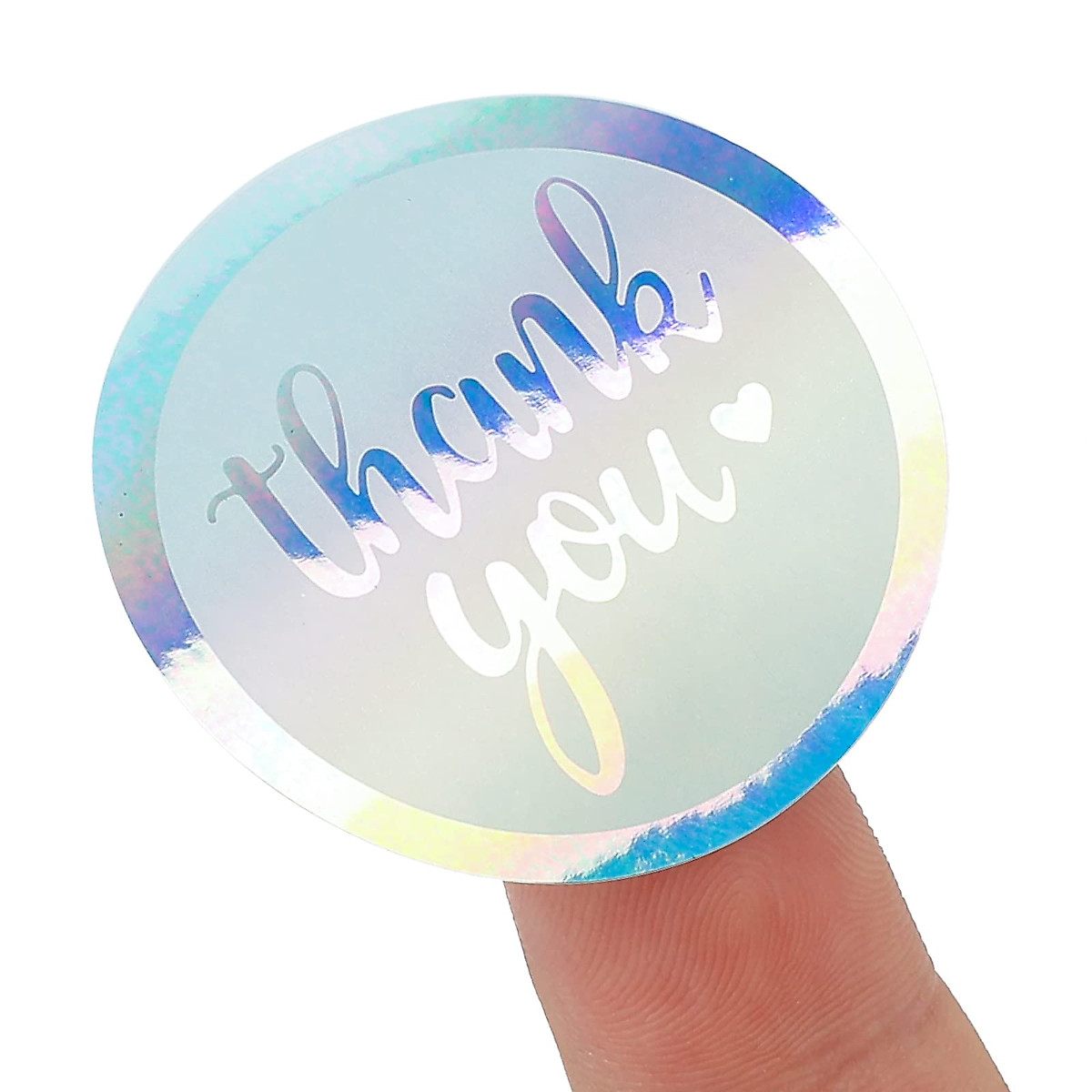 joycraft 500Pcs Thank You Stickers, 1.5 inch Round Holographic Rainbow Silver Thank You Gift Stickers Roll, Personalized Thank You Stickers for Small Business, Envelope Seals, Gift Wrapping, Bags