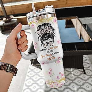 Hyturtle Personalized Coffee Tumbler Hairstylist Customized Name 40 oz Tumbler with Handle and Straw Lid, Birthday Gifts For Hairdressers Men Women Insulated Mugs Wine Tumblers Stainless Steel Cups