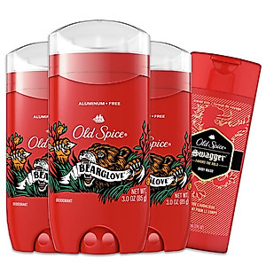 Old Spice Men's Deodorant Aluminum-Free, Bearglove Scent, 48 Hr. Protection, 3.0 oz, (Pack of 3) with Travel-Size Swagger Body Wash