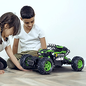 CROBOLL 1:12 Large RC Cars for Boys with Upgraded Lifting Function, 2.4GHz 4WD Remote Control Car toy Gifts 20km/h Monster truck for Kids, All Terrain RC Truck for 60Min Play(Green)