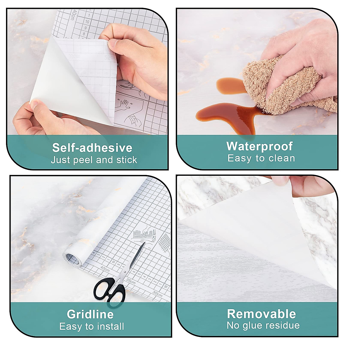 Arthome Marble Contact Paper Peel and Stick Wallpaper 17''x120'' Self Adhesive Decorative Vinyl Film Waterproof for Table,Countertop,Cabinet,Shelf Liner Removable Stick On Wall Covering