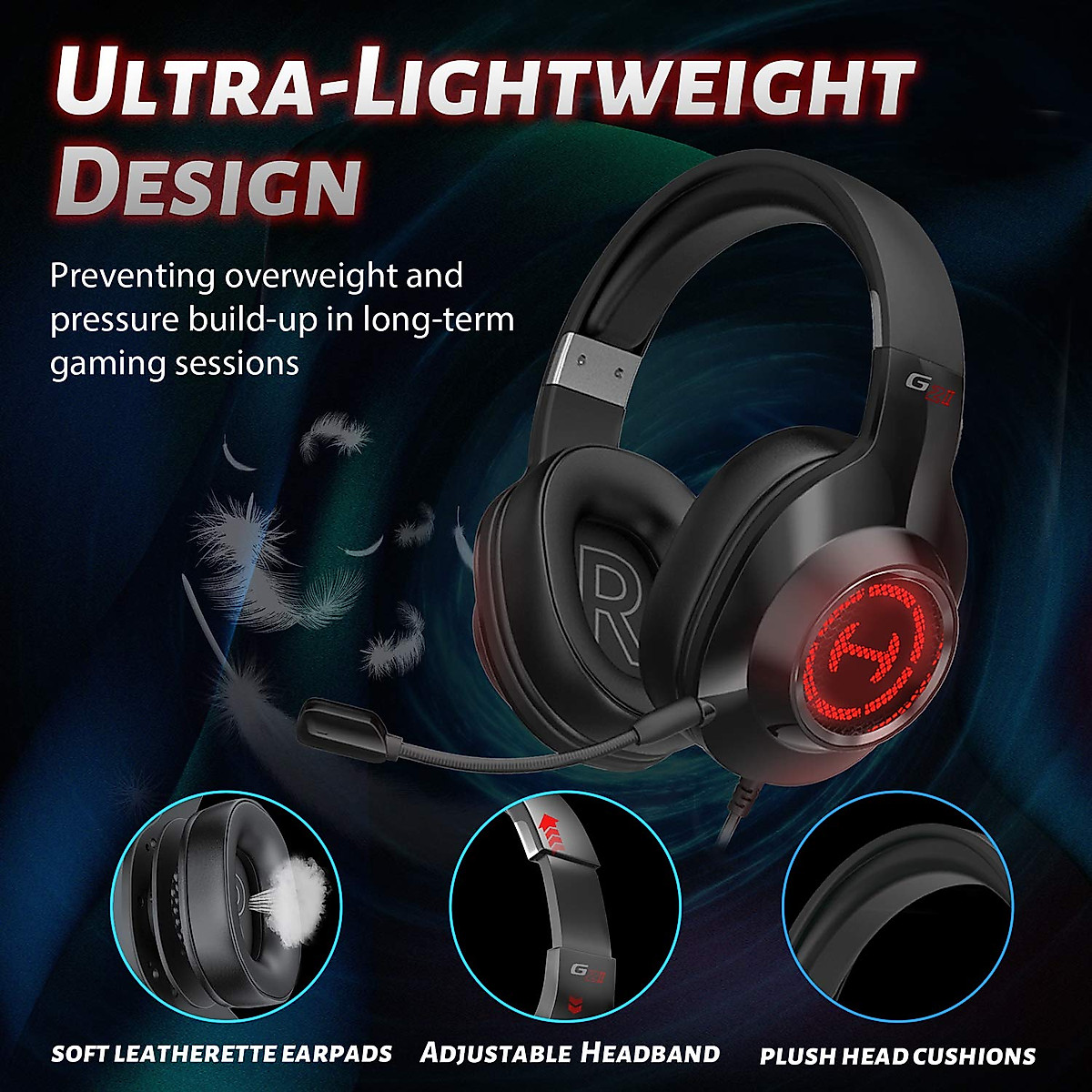Edifier G2II Gaming Headset for PC PS4 USB Wired Gaming Headphones with 7.1 Surround Sound with Noise Canceling Microphone and RGB Light 50mm Driver Compatible with Mac Desktop PC Black