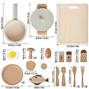 Atoylink Play Kitchen Accessories Wooden Toys Pots and Pans for Kids 23Pcs Montessori Kitchen Pretend Play Food Cooking Set for Toddler Boys Girls Age 2 3 4 5 Birthday Gifts