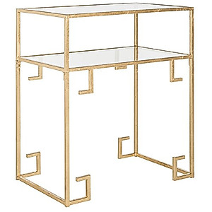 Safavieh Home Collection Berdine Gold Glass Top Greek Key Table