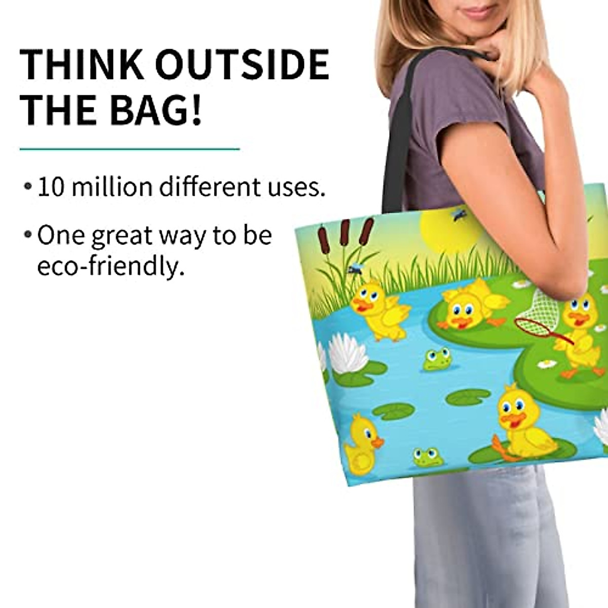 Gelxicu Cute Duck Shoulder Tote Bags Duck Casual Bag Cute Animal Shoulder Handbags Grocery Bags