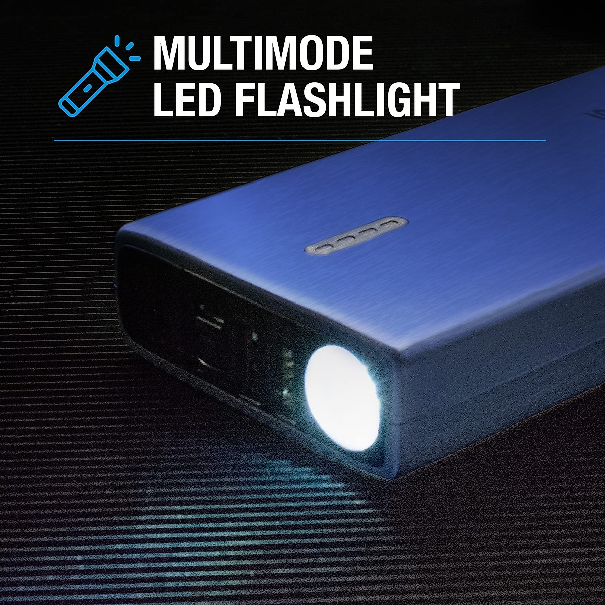 Type S 1000A 12V 6.0L Jump Starter Power Bank with Dual USB Charging and 8,000 mAh Power Bank - Blue