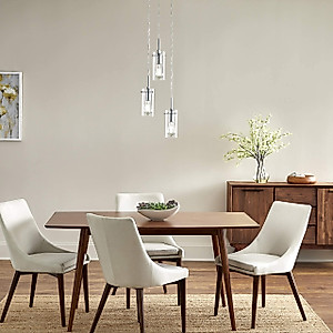 Linea di Liara Effimero 3-Light Cluster Pendant Lights Stairwell Lighting Small Chandelier Brushed Nickel Modern Chandelier Light Fixture Foyer Chandeliers Entryway High Ceiling Staircase Lights