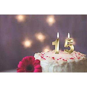 Gold 15th & 51 Birthday Candles,Gold Number 15 Cake Topper for Birthday Decorations Party Decoration