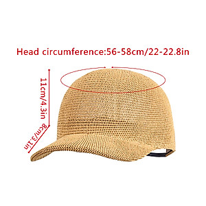 Meyaus Unisex Adults Straw Woven Visor Sunhat Summer Outdoor Travel Baseball Cap Khaki