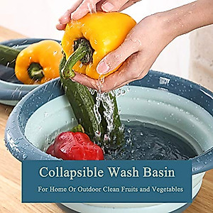 CARTINTS 10.2inch Collapsible Wash Basin, Camping Foldable Dish Tub for Kitchen,RV and Camping, Space Saving Plastic Wash Tub, 1PCS, Blue