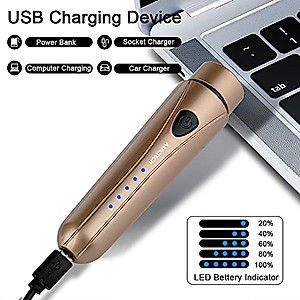 ARECTECH Mini Portable Shaver Pocket Razors Electric Razor for Men USB Rechargeable LED Battery Display Best for Travel Shaves Touch Up Shaves Cordless Gold
