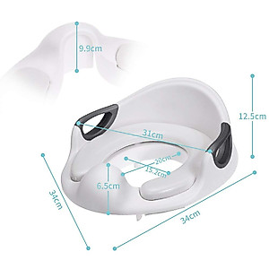 Potty Trainer Toilet Chair Seat For Kids Boys Girls & Toddlers - With Cushion Handles, Seat And Backrest - Includes Anti Slip Material & Adjustable Security Levers For Added Stability. (White)