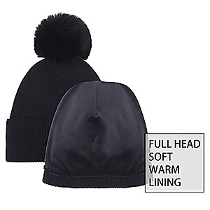 Arctic Paw Kids Beanie Todddler Pom Pom Hat Boys Girls Warm Lined Knit Winter Hat_Black