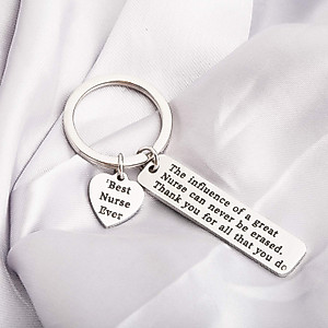 TGBJE Nurse Gift The Influence Of a Great Nurse Can Never Be Erased Best Nurse Ever Gift RN Gift NP Gift BSN Gift LPN Gift (Nurse Keychain)
