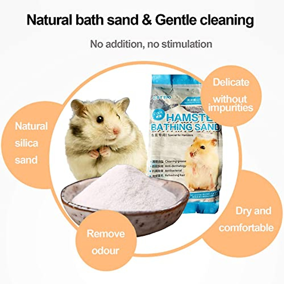kathson Hamster Bath Sand with Bathroom Gerbil Grooming Sand Tiny Friends Farm Chinchilla Dust Bath Potty Litter Sand Mouse Dry Bath Sand Sandbox for Dwarf Hamster Rat Mice Small Hedgehog