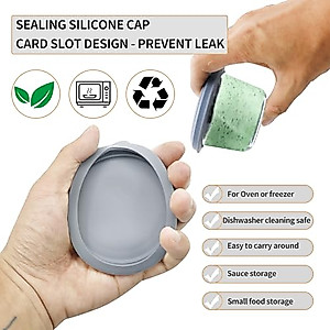 Pudy Roll 4 Pack 4.5 Oz Glass Condiment Containers With Leakproof Lid, Reusable Dipping Sauce Cups Set, BPA-Free, Grey