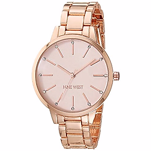 Nine West Women's Japanese Quartz Dress Watch with Metal Strap, Rose Gold, 14 (Model: NW/2098PKRG)