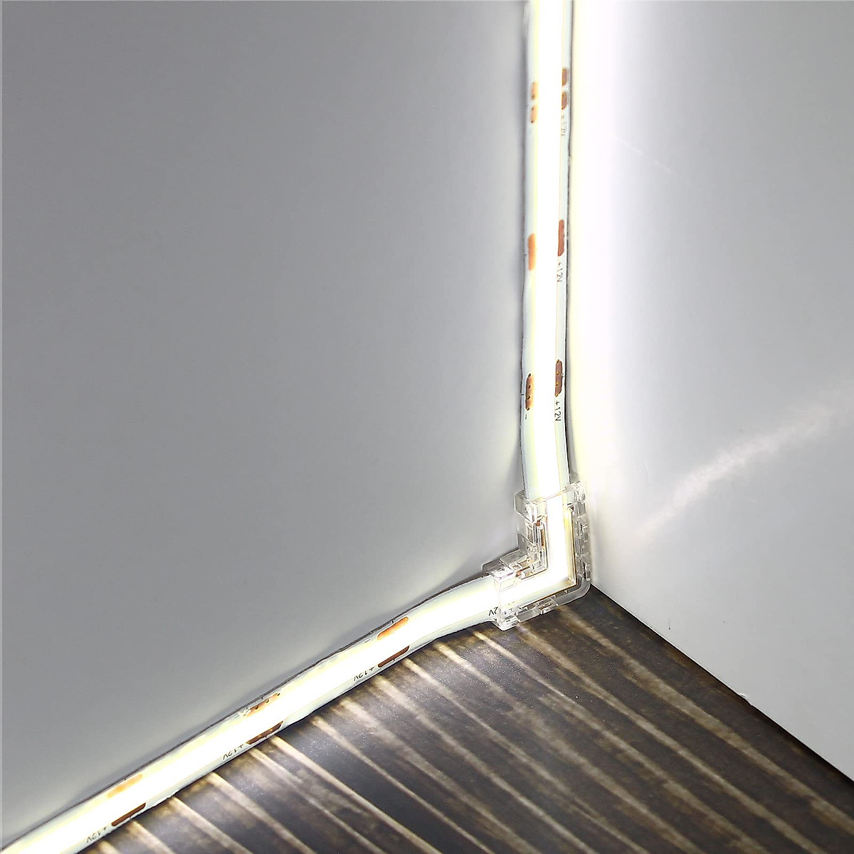 RGBZONE 12Pcs 2Pin L-Shaped COB LED Connectors 8mm Strip to Strip Solderless Corner Connector for 2pin 8mm COB LED Strip Lights