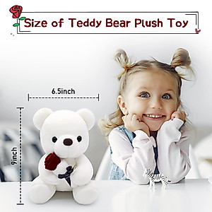 Grekaida Valentines Day Gifts Teddy Bear Plush Stuffed Animal, Teddy Bears Stuffed Animals with Rose Gift for Her and Kids Stuffed Animals Toy Stuffed Animal Gifts Valentines Day Decor 10 Inch