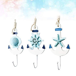 Cabilock 3pcs Mediterranean Ocean Style Wall Hook Coat Hook Clothes Hooks Hanger Wall Hanging Hooks for Home