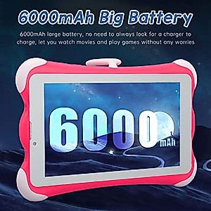 Kids Tablet, 7 Inch 1280x800 Dual SIM Dual Standby 6000mAh Rechargeable Battery 100‑240V Toddler Tablet for Study (US Plug)
