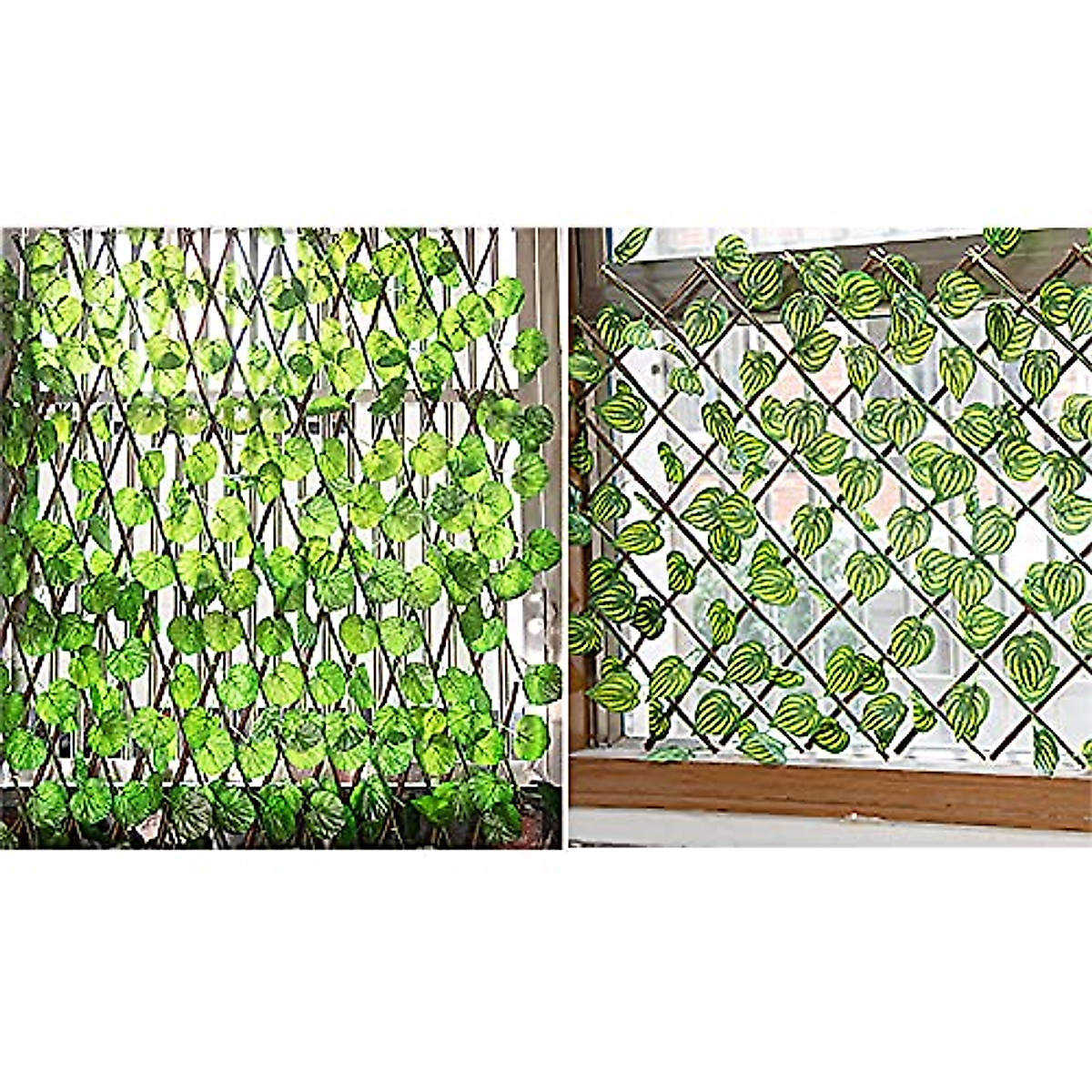 SMLJFO Artificial Ivy Leaf Privacy Fence Screen Plants Vine Hanging Garland Stretchable Fence for Outdoor Garden Porch Patio Home Decor/Big Begonia Leaves