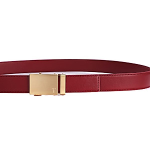 Tonywell Men's Leather Ratchet Belt with Automatic Buckle, 1 3/8" Wide, Trim to Fit Dress Casual Belts