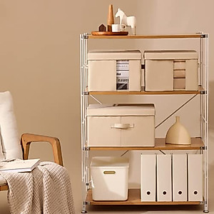 Clothes Storage 2 Pack, Storage Bins with Lids & Clear Window, Large Capacity Closet Organizer, Fabric Storage Containers for Clothing, Blanket, Comforter (M(17.7x11.8x9.8") for 15-20 T-shirts, Beige-1)