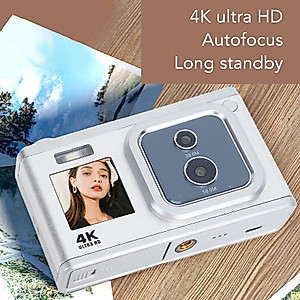 VBESTLIFE Digital Camera, Retro Digital Camera Dual Screen Front Selfie Screen, Compact Camera Portable with Dual High Definition Cameras, 16X Digital Zoom Auto Focus Camera Built in Flash