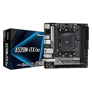 ASRock A520M-ITX/AC Supports 3rd Gen AMD AM4 Ryzen™ / Future AMD Ryzen™ Processors (3000 and 4000 Series Processors) Mini ITX Motherboard