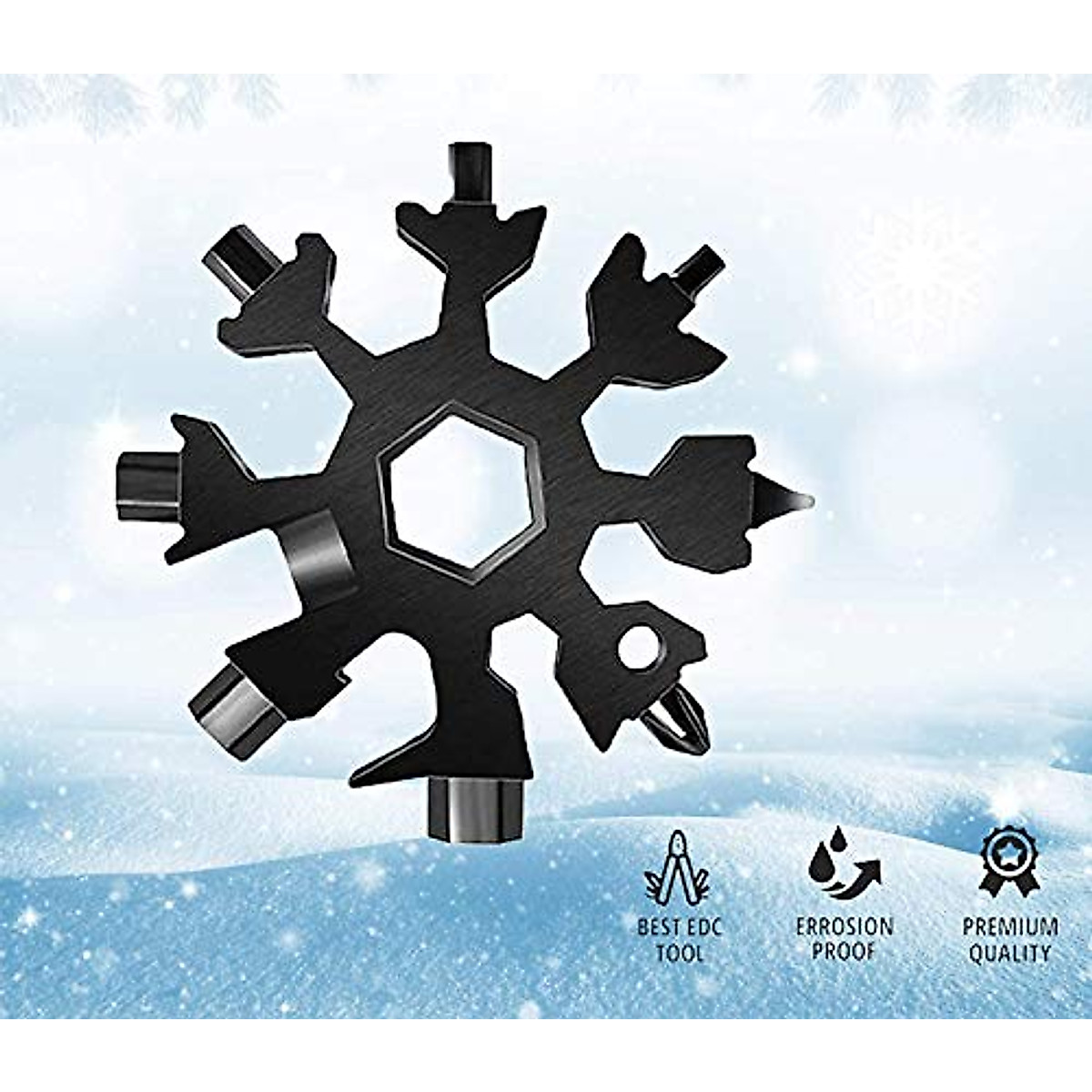 18-in-1 Snowflake MultiTool, Christmas, Stocking Stuffer, Gift, Zipper Carry Case, Outdoor EDC Tool, Camping, hiking, biking, Portable Keychain screwdriver Bottle opener Tool for Military Enthusiasts