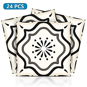 Black & White Collection Peel and Stick Tile Stickers 24 PC Set backsplash Tile Decals Bathroom & Kitchen Vinyl Wall Decals Easy to Apply Just Peel & Stick Home Decor (Black & White B5, 4x4 Inch)