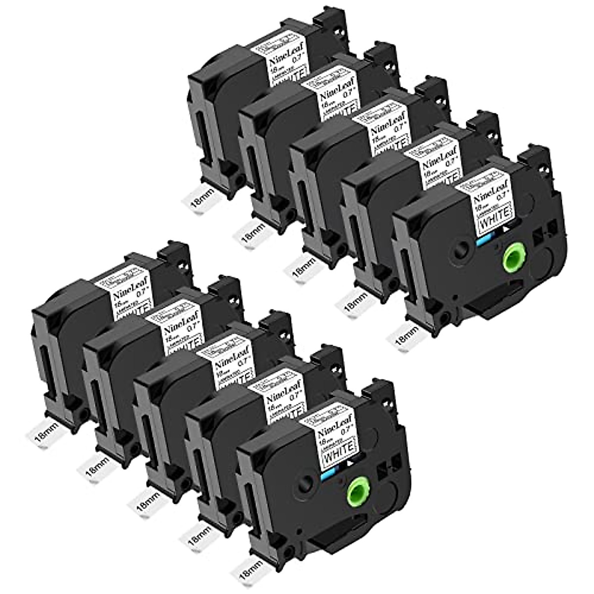 NineLeaf 10 Pack Compatible for Brother P-Touch Label Maker Refills TZ Tape 18mm 0.7 Laminated White TZe-241 TZe241 TZ-241 TZ241 3/4'' Black on White Label Tape for Ptouch PTD600 PTD400AD Labeler