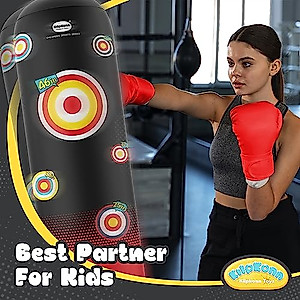 Kilpkonn Punching Bag for Kids, 67" Inflatable Punching Boxing Bag Set with Gloves and Pump - Red